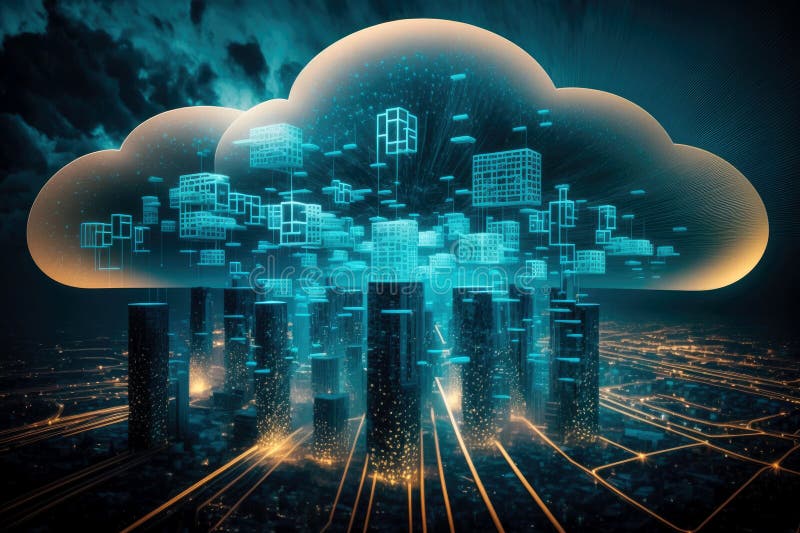 Smart City Concept. Telecomunication, Internet, Mobile, Cloud Computing ...