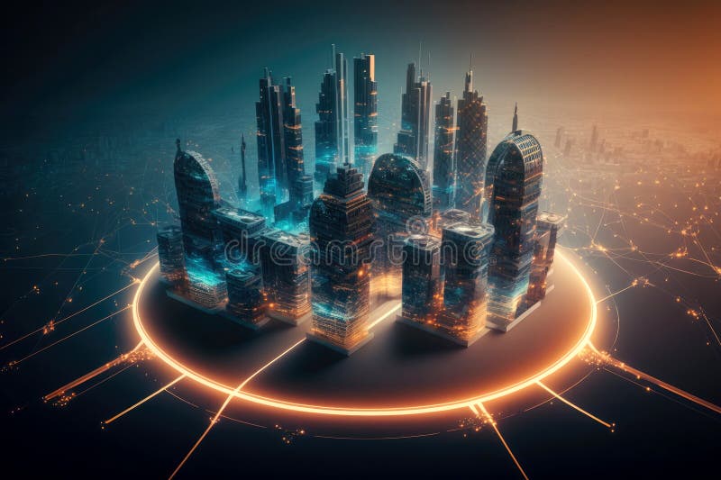 Smart City Concept. Telecomunication, Internet, Mobile, Cloud Computing ...