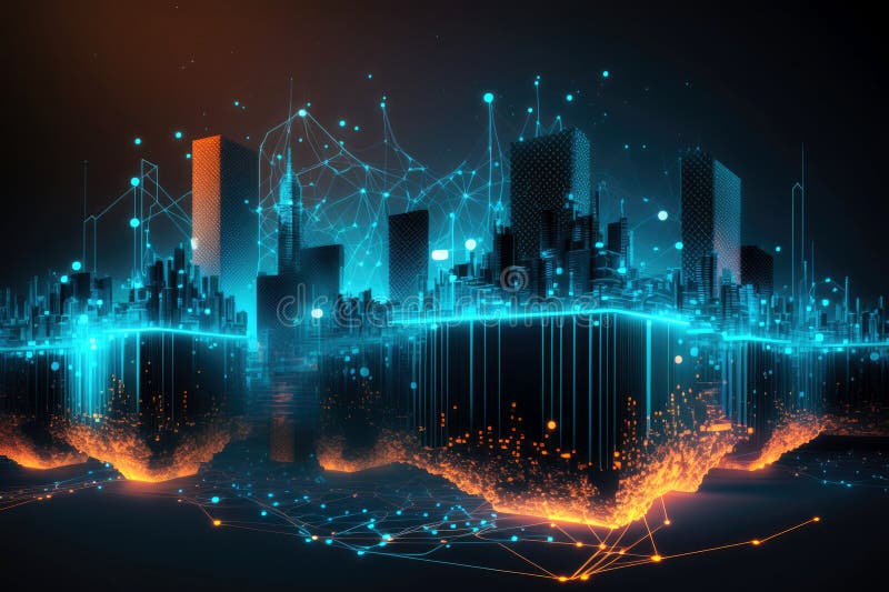 Smart City Concept. Telecomunication, Internet, Mobile, Cloud Computing ...