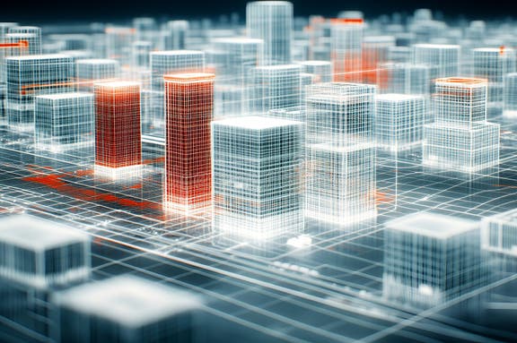 Futuristic Smart City Digital Model Wireframe Buildings Network ...