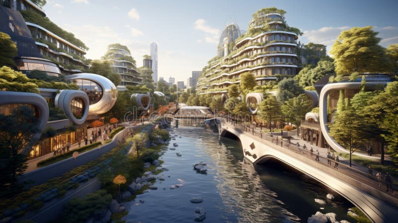Futuristic Smart City with High Tech Buildings, Smart Transportation ...