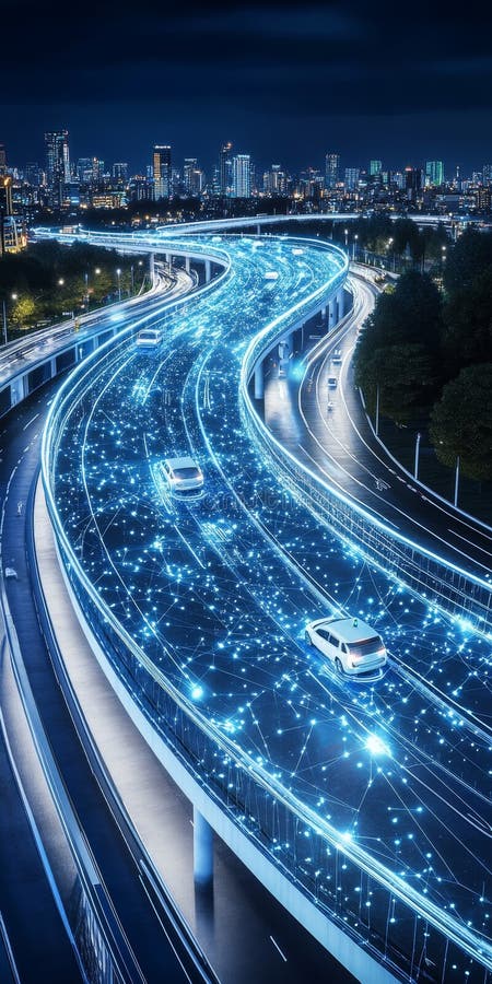 Futuristic Smart City Highway with Autonomous Vehicles and Digital ...