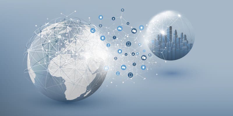 Futuristic Smart City, IoT and Cloud Computing Design Concept with ...