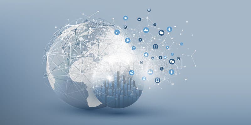 Futuristic Smart City, IoT and Cloud Computing Design Concept with ...