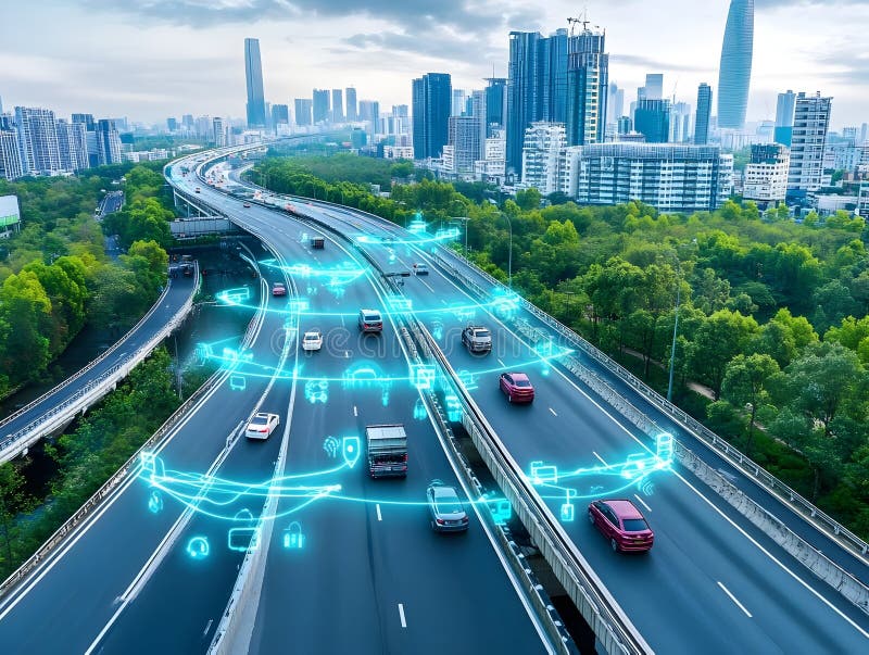 Futuristic Smart City Skyline with Eco Friendly Autonomous Vehicles on ...