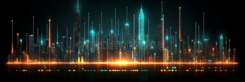 Futuristic Smart City Skyline with Glowing Connections, Big Data, and ...