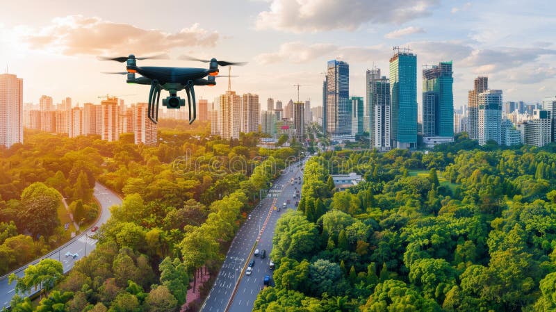 Futuristic Smart City with Tall Buildings, Smart Transport, Drones ... Futuristic Smart City with Tall Buildings, Smart Transport, Drones ...