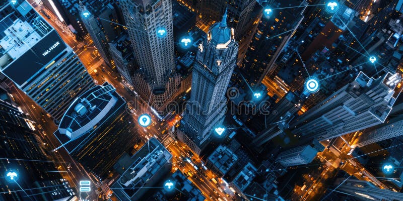 Futuristic Smart City Technology with Digital Interfaces and High-Tech ...