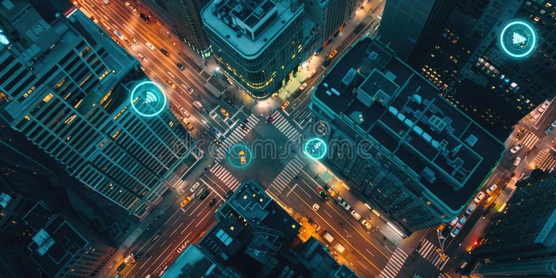 Futuristic Smart City Technology with Digital Interfaces and High-Tech ...