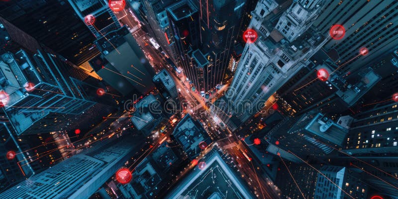 Futuristic Smart City Technology with Digital Interfaces and High-Tech ...