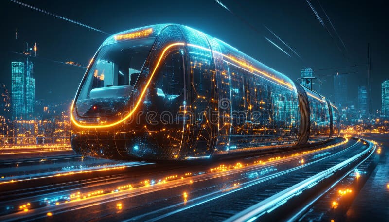 Futuristic Smart City Tram Advanced Public Transportation and Network ...