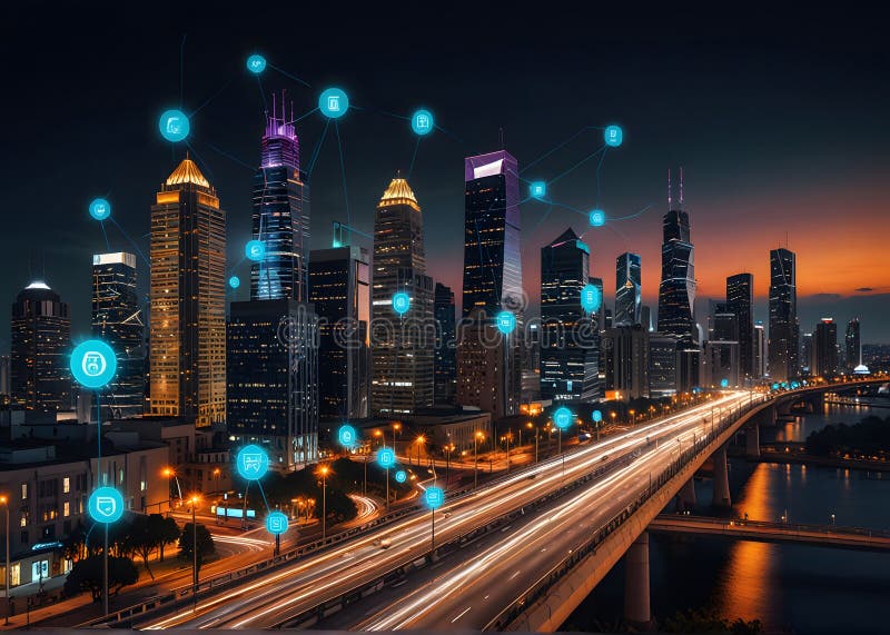Futuristic Smart City Visualization with 5G Connectivity Stock ...