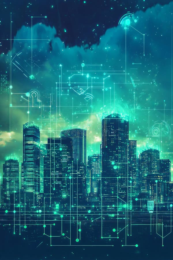 Futuristic Smart Cityscape Concept with Technology Background Stock ...