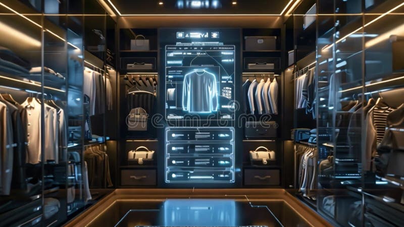 Smart Closet Interface with Clothing Inventory Stock Footage - Video of ...