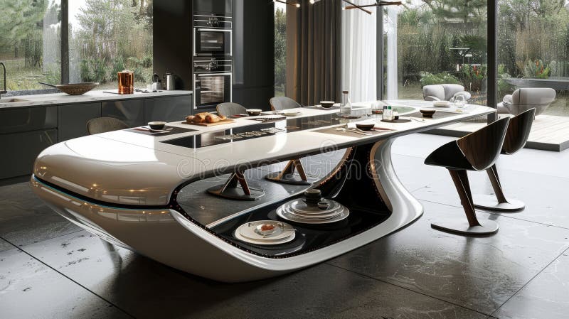 Futuristic Smart Dining Table Design Stock Illustration - Illustration of futuristic, modern ...