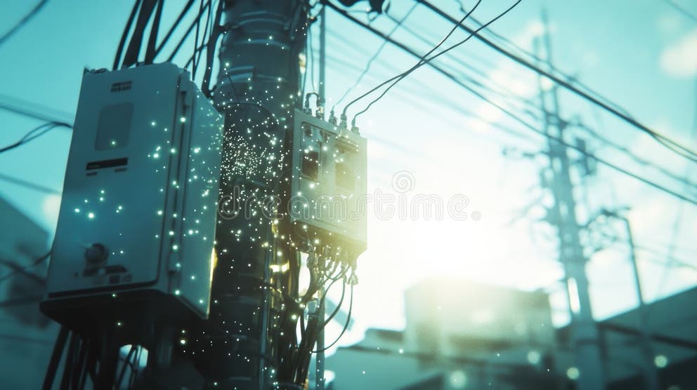 Futuristic Smart Electrical Grid Managing Energy Distribution Stock ...