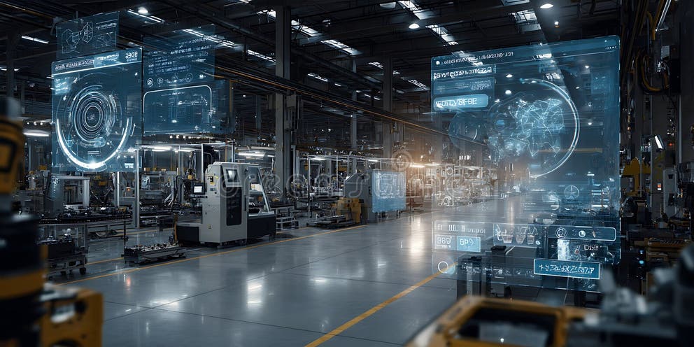 Futuristic Smart Factory Automation and Data Visualization Stock ...