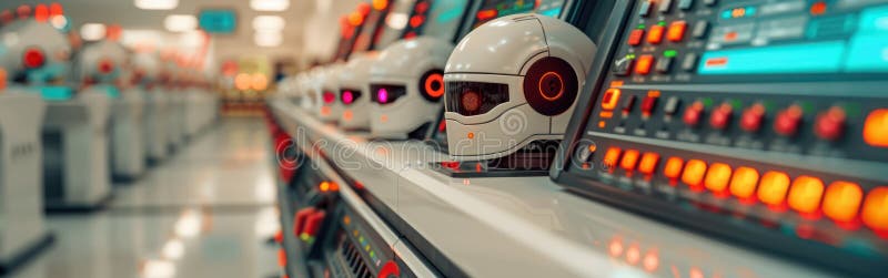 Futuristic Smart Factory Interior with Advanced Automation Machinery ...