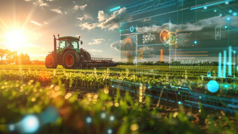 Futuristic Smart Farming Tractor with Digital Interface, Generative AI ...