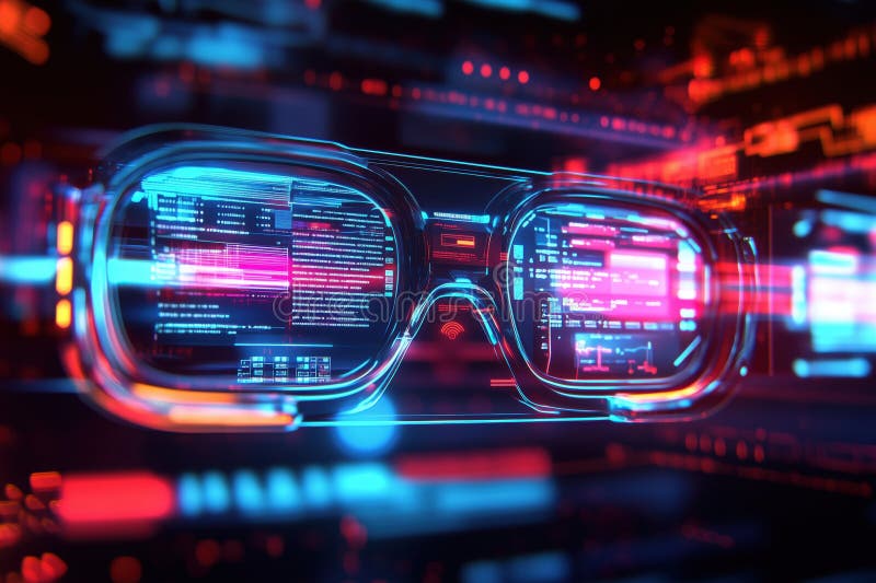 Futuristic Smart Glasses with Digital Interface and Data Overlays Stock ...