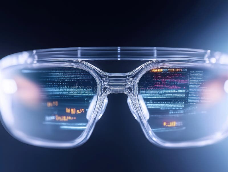 Futuristic Smart Glasses Display Data on Lenses. Transparent Eyewear ...