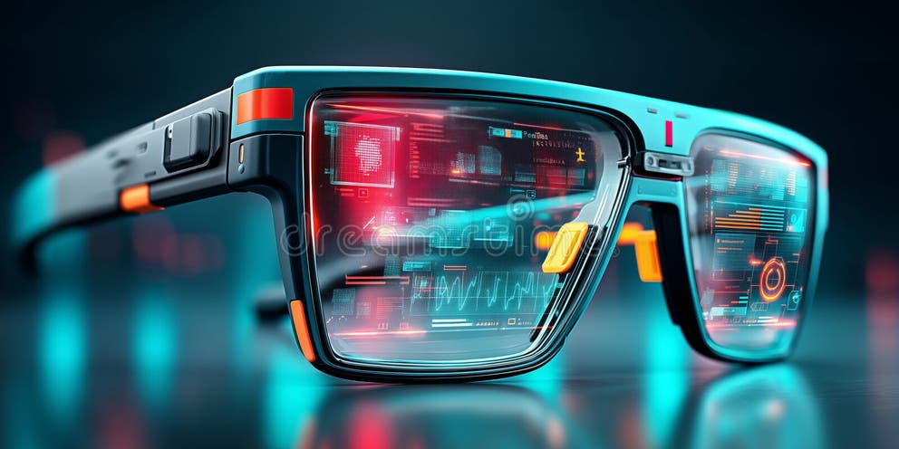 Futuristic Smart Glasses Display a Vibrant Augmented Reality Interface ...