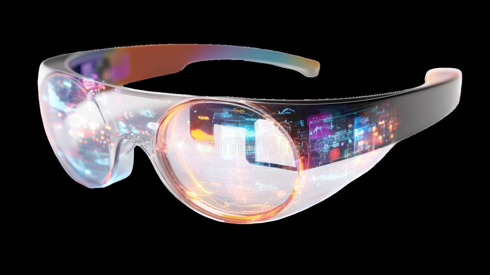 Futuristic Smart Glasses Displaying Interactive Data on Transparent ...