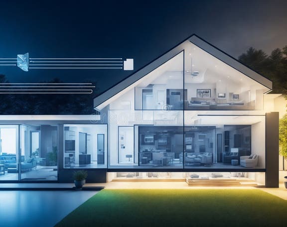 Futuristic Smart Home: Advanced Technology and Stylish Living Stock Illustration - Illustration ...