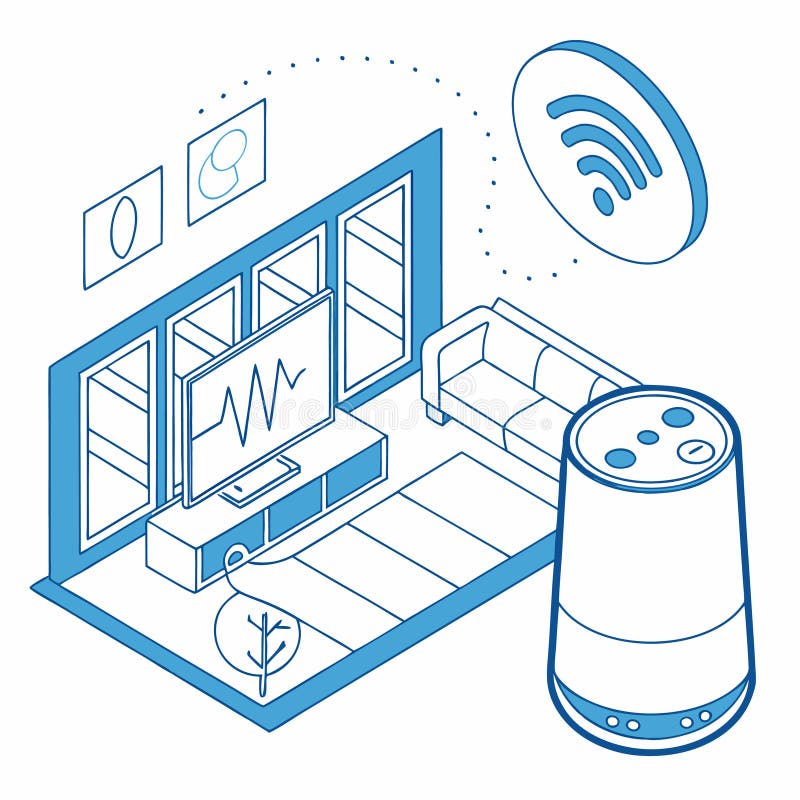 A Futuristic Smart Home Assistant Device Stock Illustration ...