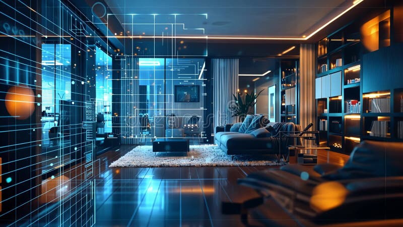 Futuristic Smart Home Automation System Controlling Modern Apartment ...