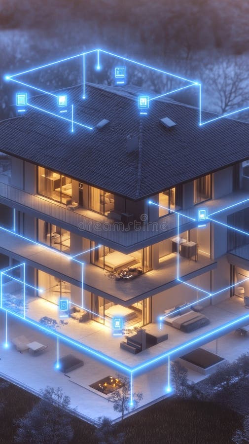 Futuristic Smart Home Concept Featuring Interconnected Camera ...