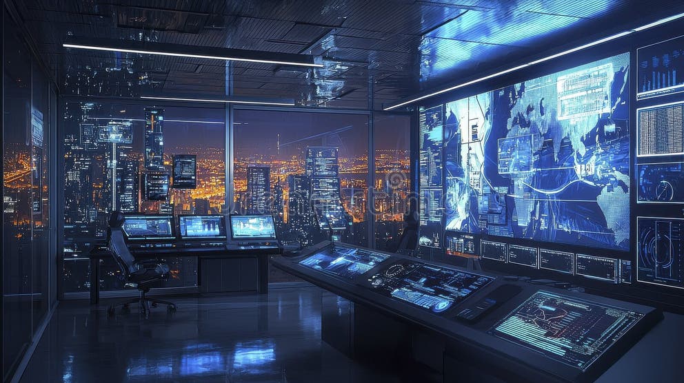 Global Command Center stock illustration. Illustration of equipment ...