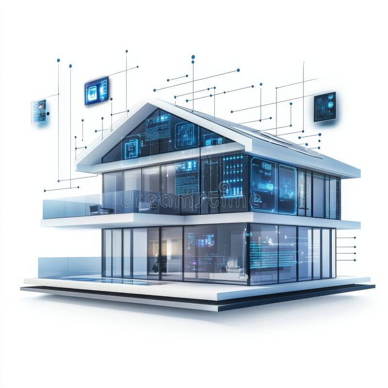 Futuristic Smart Home with Digital Technology and Interactive Panels ...