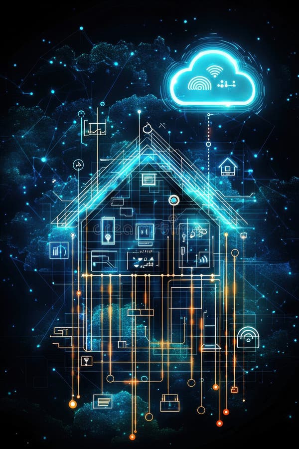 Futuristic Smart Home Ecosystem with AI Cloud Technology Stock Image - Image of futuristic ...