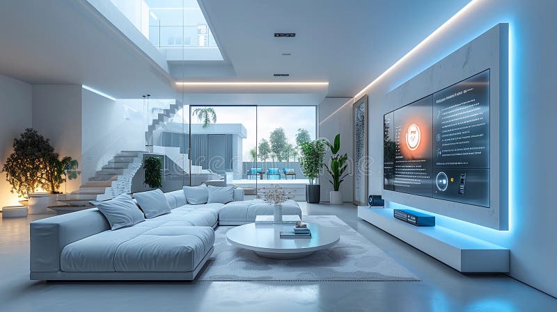 Futuristic Smart Home Interface with AI Assistant Interaction ...