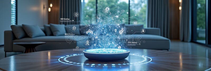 Futuristic Smart Home Interface with Holographic Display in Modern ...
