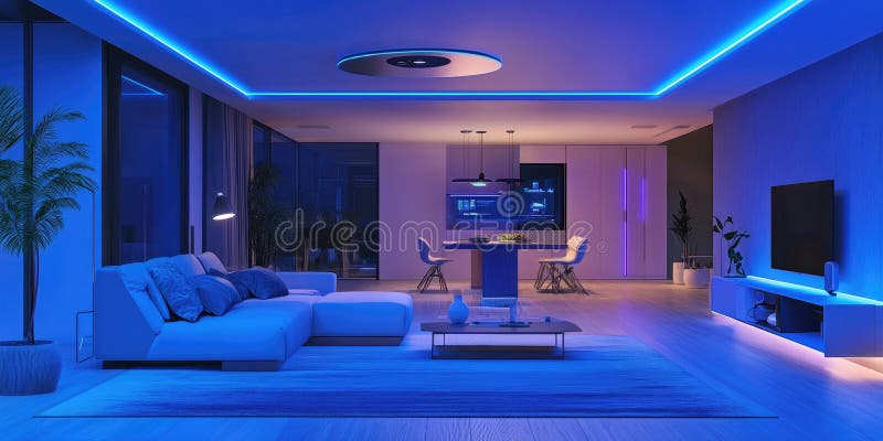 A Futuristic Smart Home Interior with AI-Powered Features for Modern ...