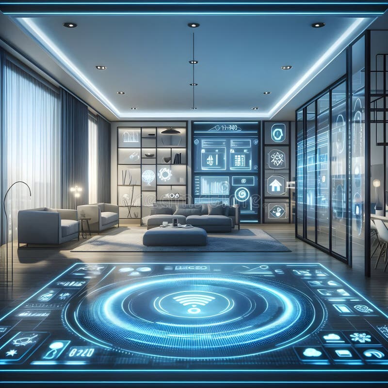 A Futuristic Smart Home Interior with Integrated IoT Devices Stock ...