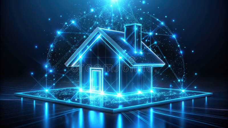 Futuristic Smart Home Network Visualization Digital House Model ...