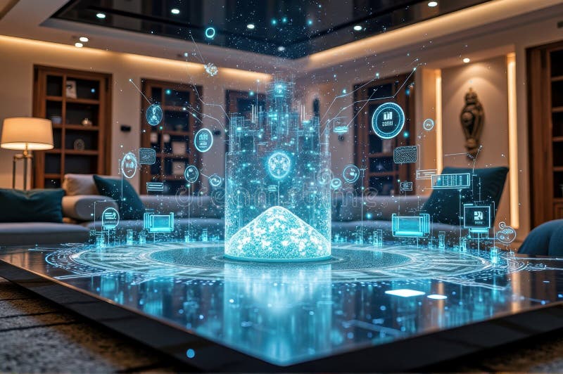 316 Futuristic Holographic Interface Modern Living Room Stock Photos ...