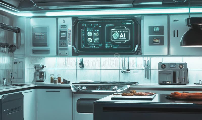 Futuristic Smart Kitchen with Advanced AI Technology Stock Image ...