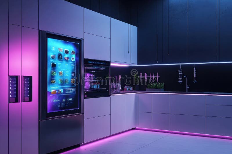Futuristic Smart Kitchen Design with Modern Appliances Stock ...