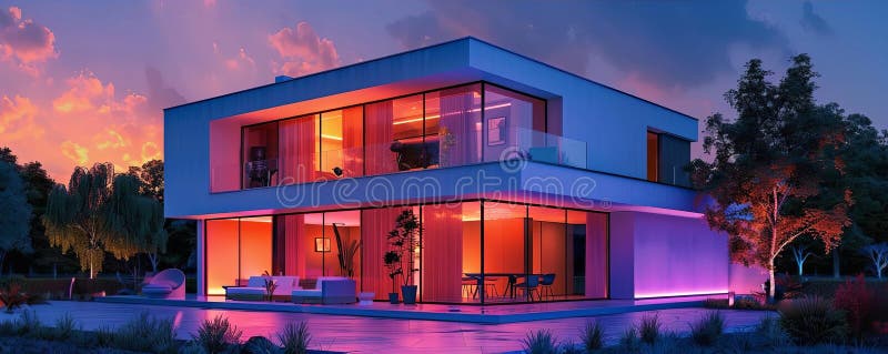 Futuristic Smart Lighting System in Modern Home Interior Stock ...
