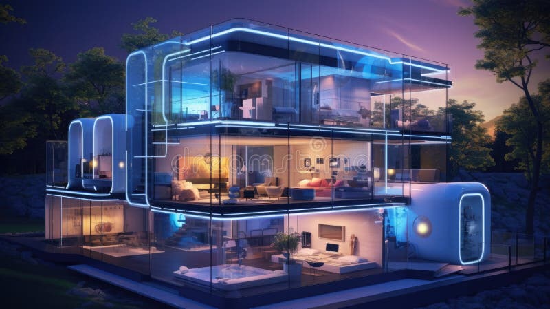 Futuristic Smart Living House with Digital Technologies Stock ...