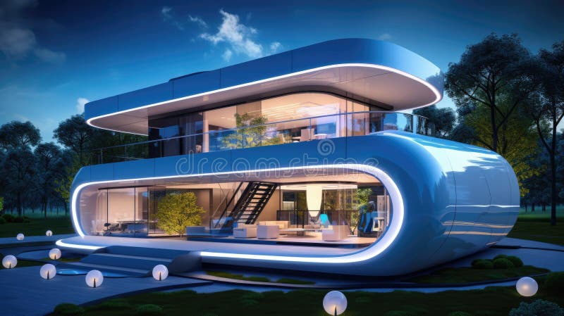 Futuristic Smart Living House with Digital Technologies Stock ...