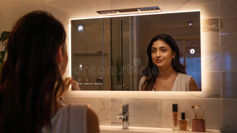 Futuristic Smart Mirror with AI-powered Personal Assistant Stock ...