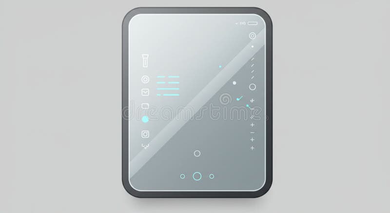 Futuristic Smart Mirror with a Touch-sensitive Interface, Displaying ...