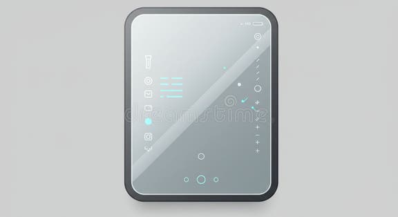 Futuristic Smart Mirror with a Touch-sensitive Interface, Displaying ...