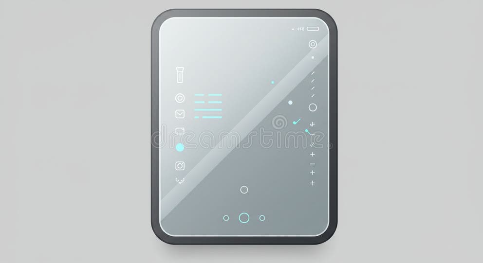 Futuristic Smart Mirror with a Touch-sensitive Interface, Displaying ...