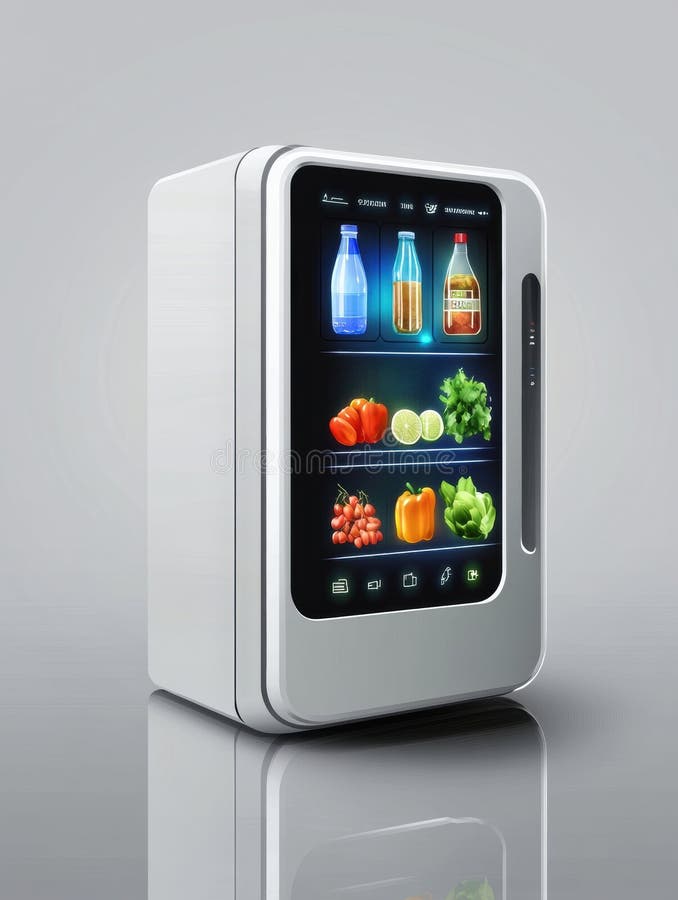 Futuristic Smart Refrigerator with Built-in Grocery Order Screen ...